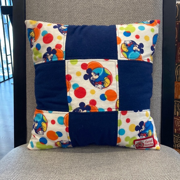 Flannel Monster | Accents | New Mickey Mouse Patchwork Pillow | Poshmark
